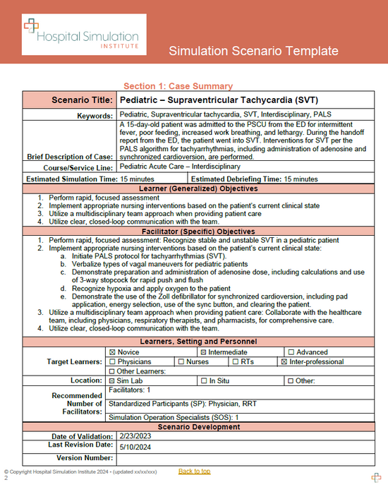 Pediatric: Supraventricular Tachycardia (SVT) – Hospital Simulation ...